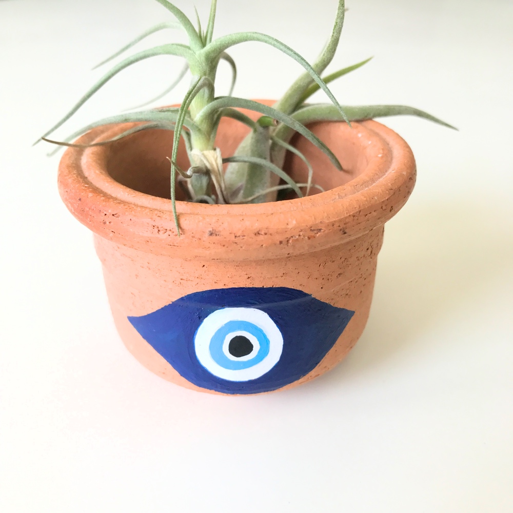 DIY Hand Painted Evil Eye Planter