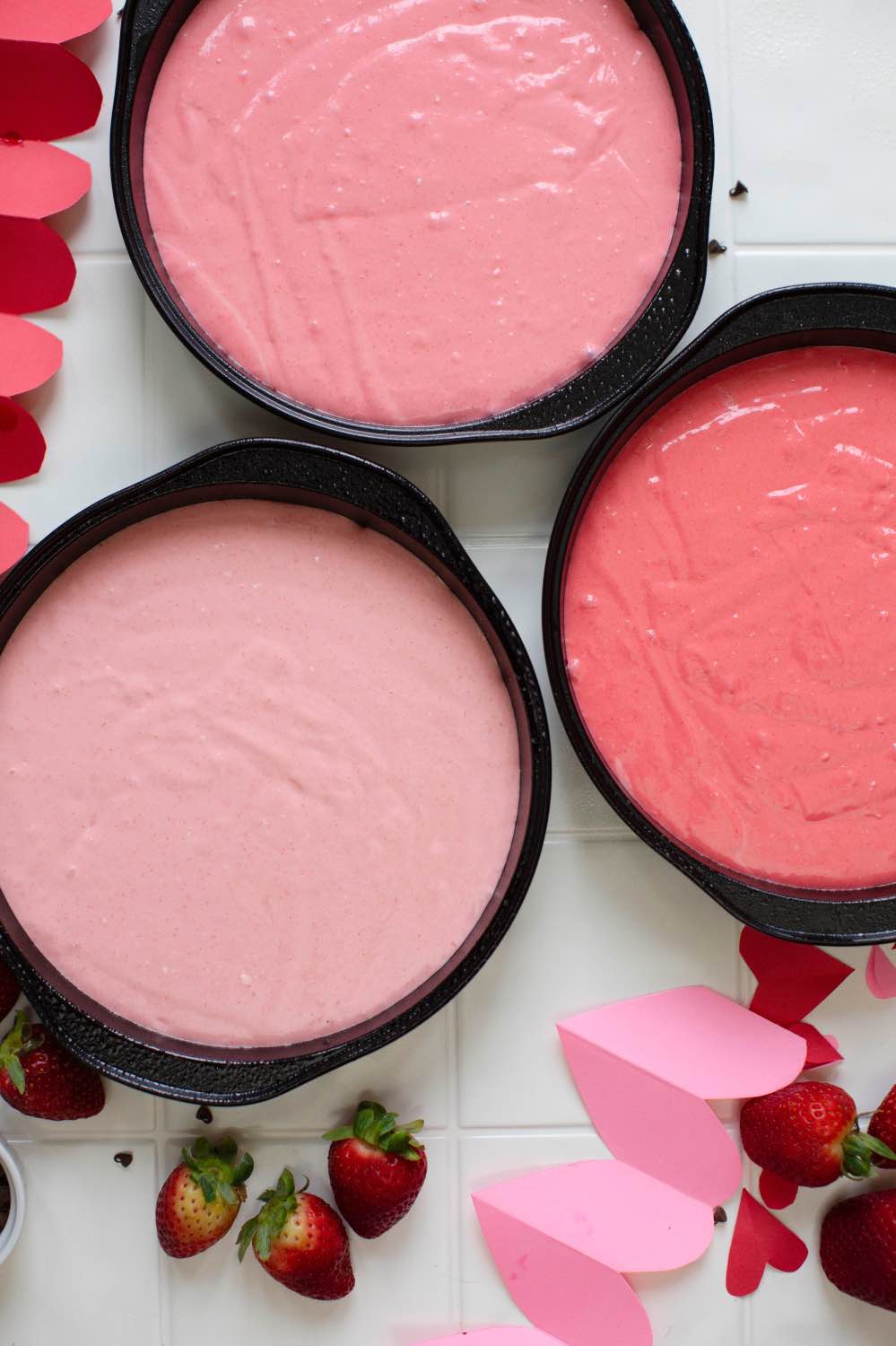 Pink Ombré Strawberry Cake with Whipped Cream Frosting