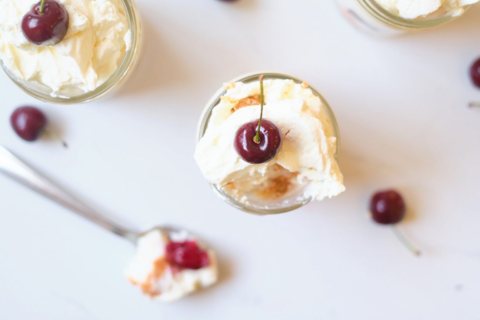 Cherry & Angel Food Cake Mason Jar Parfaits Recipe